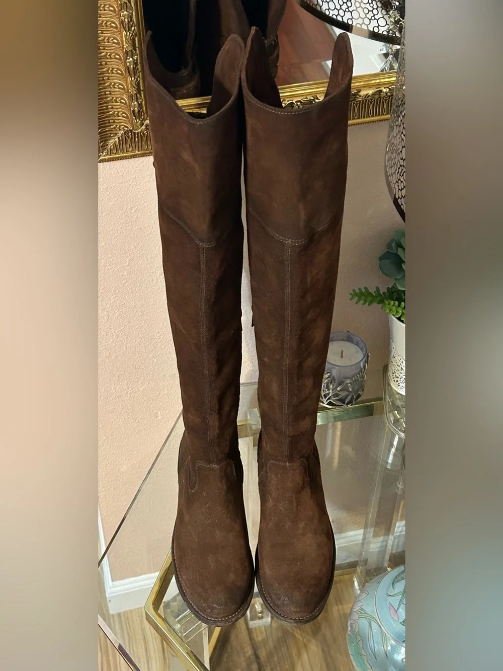 Frye | Shoes | Rare Frye Distressed Brown Suede Leather Overtheknee ...